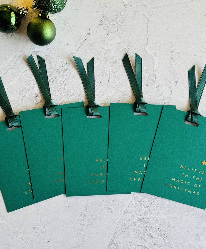 Christmas Green Gift Tags With Gold Foil Set Of Five By Paper Here ...