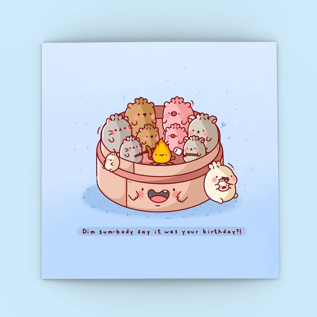 Cute Dim Sum Campfire Birthday Card By Toastedink