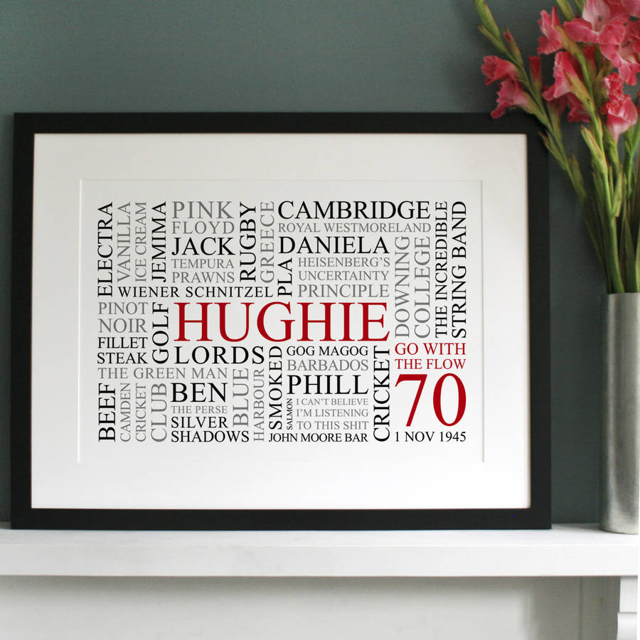 personalised 70th birthday word art by cherry pete | notonthehighstreet.com