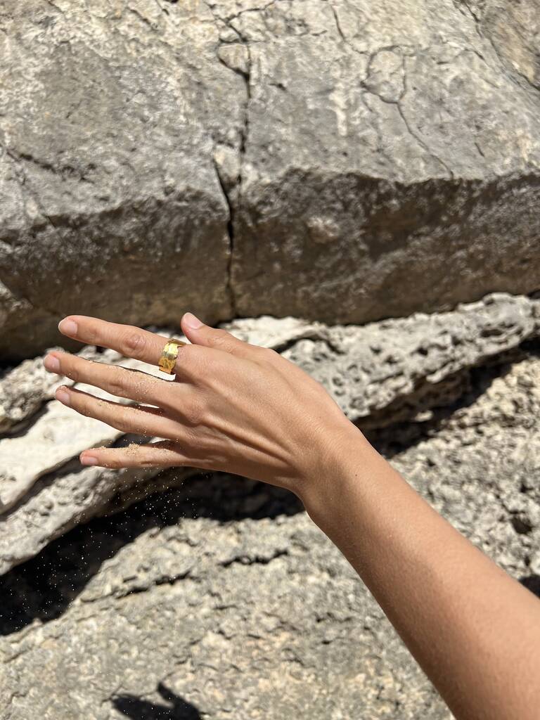 Textured Misshape Ring In Gold By White Leaf