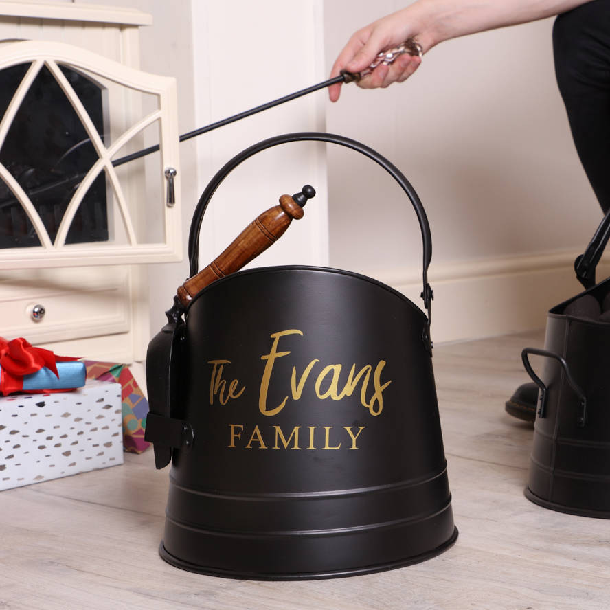 personalised traditional black iron coal scuttle bucket by dibor ...