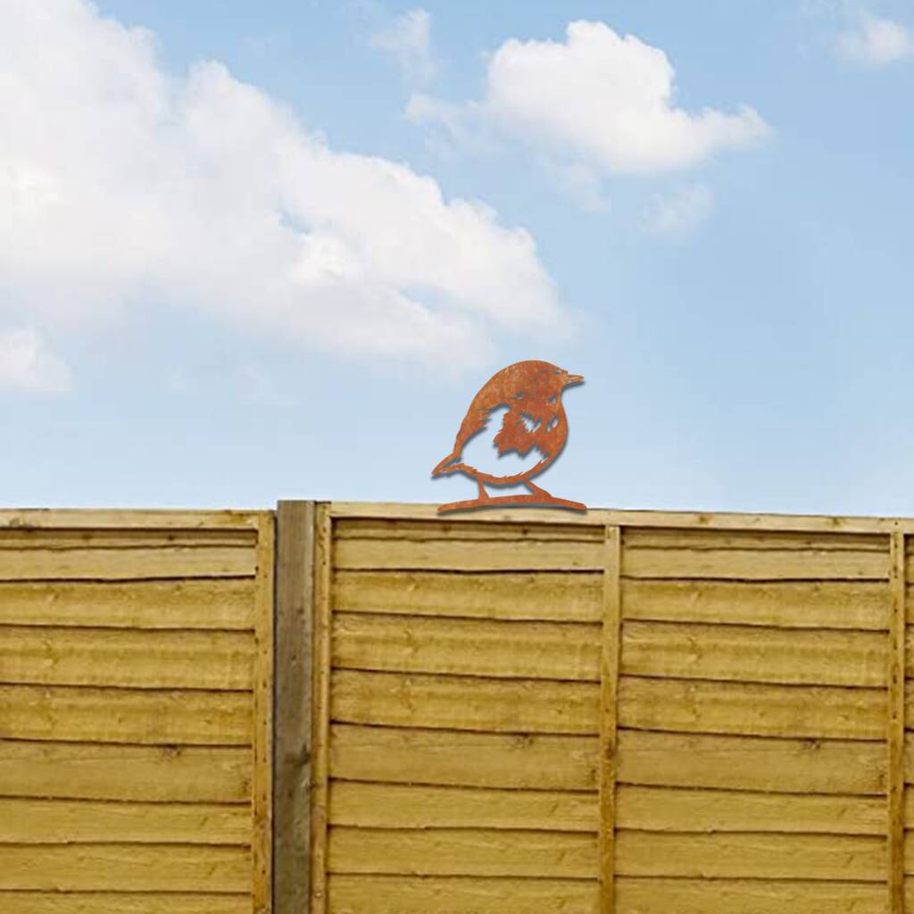Rusty Metal Robin For Garden Fence Gift For Twitchers By Duke Craft ...
