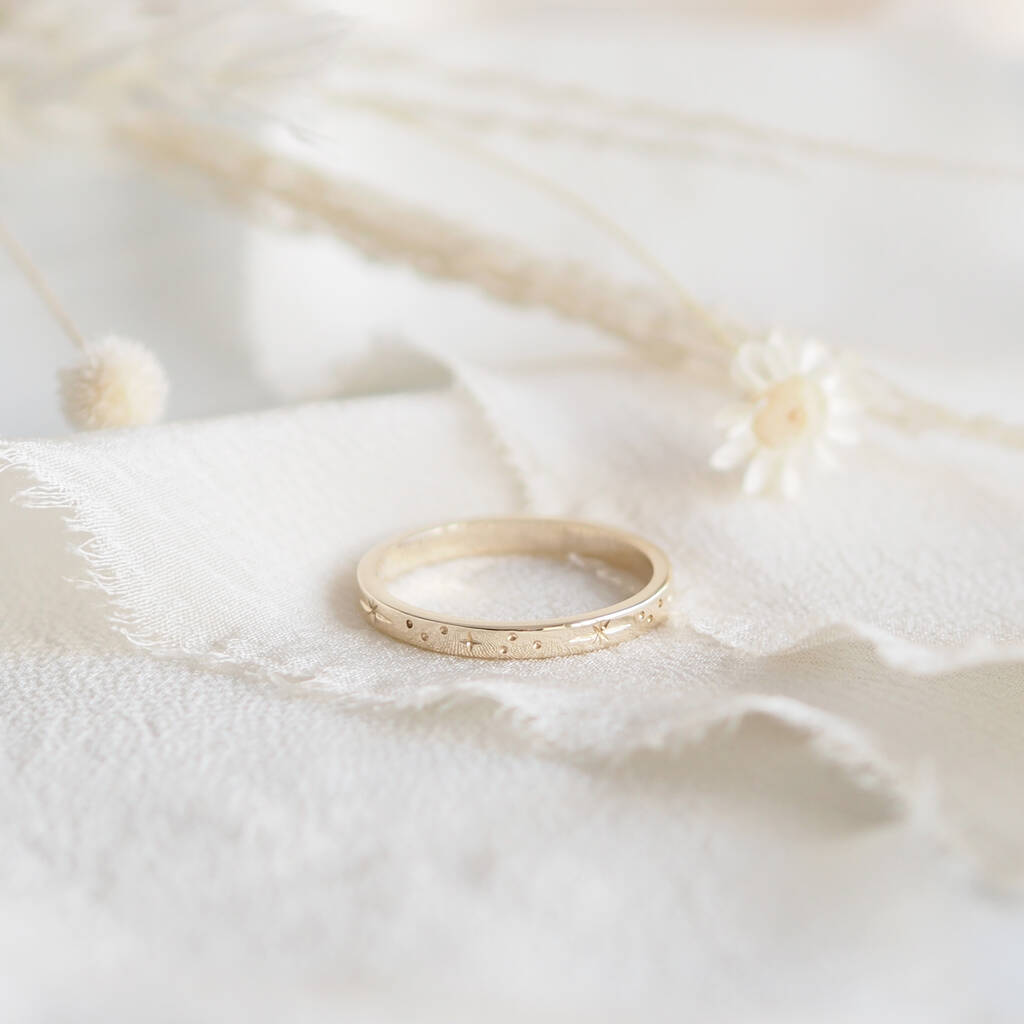 Star Engraved Ring Band In Solid Gold By Ruby Tynan Jewellery ...