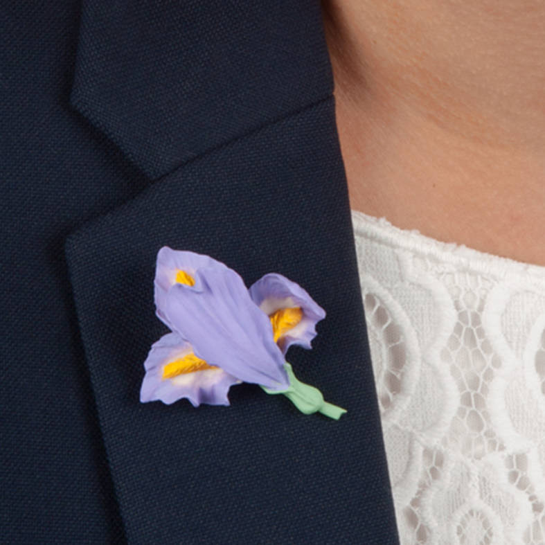 iris brooch in a choice of natural colours by good intentions ...