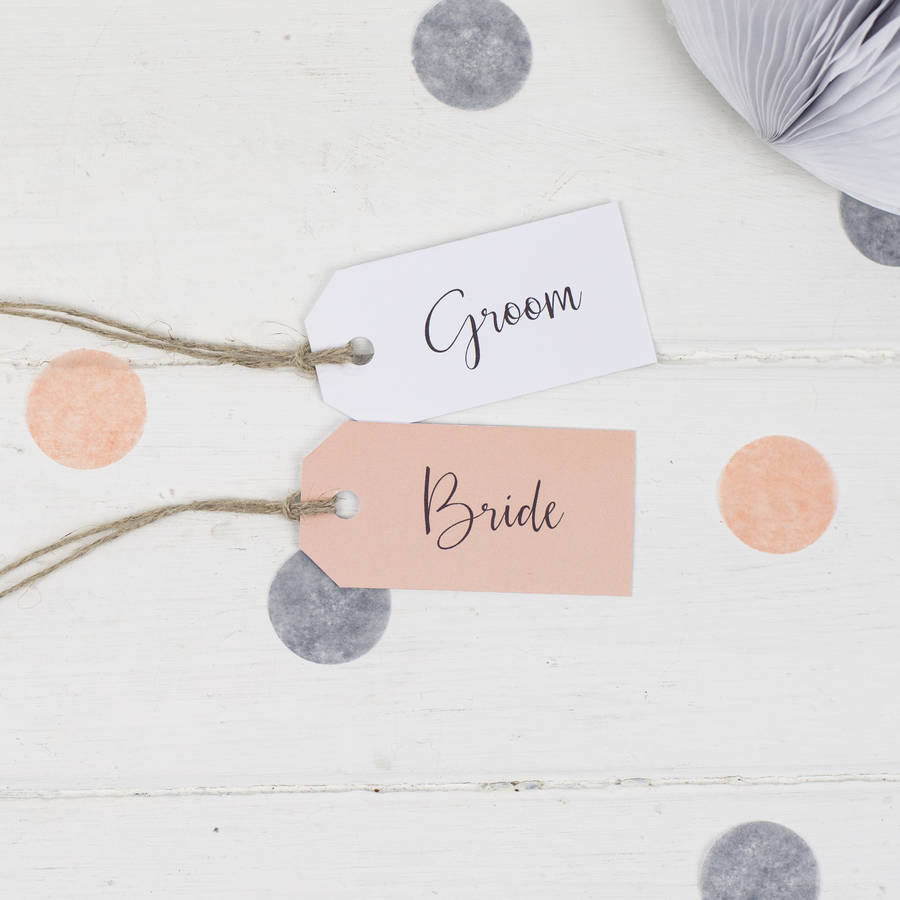 string lights personalised wedding name tags by russet and gray ...