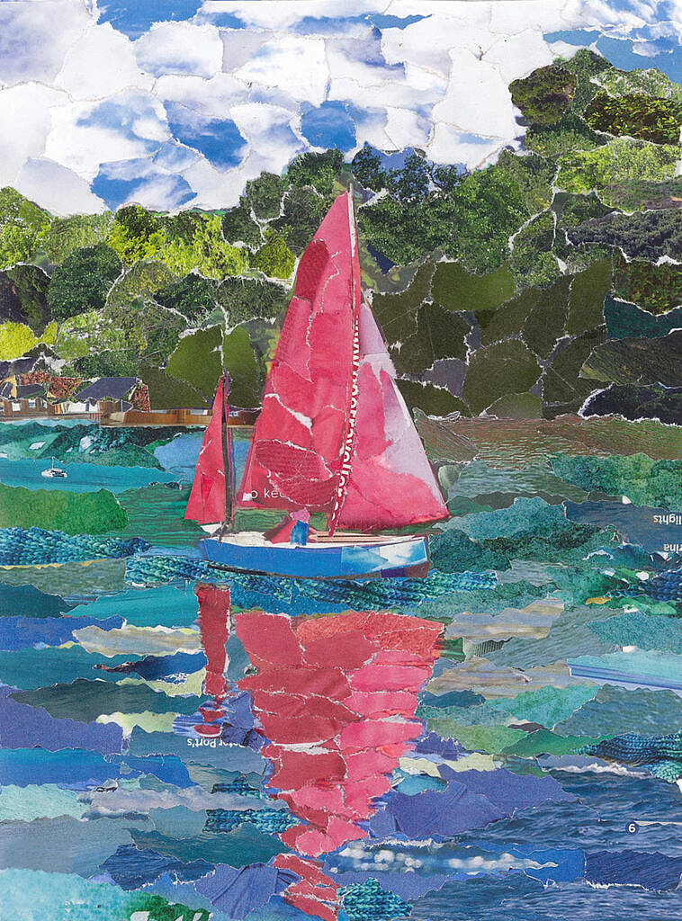 Cornwall Helford River Upcycled Paper Collage Print By Junk Mail Art ...