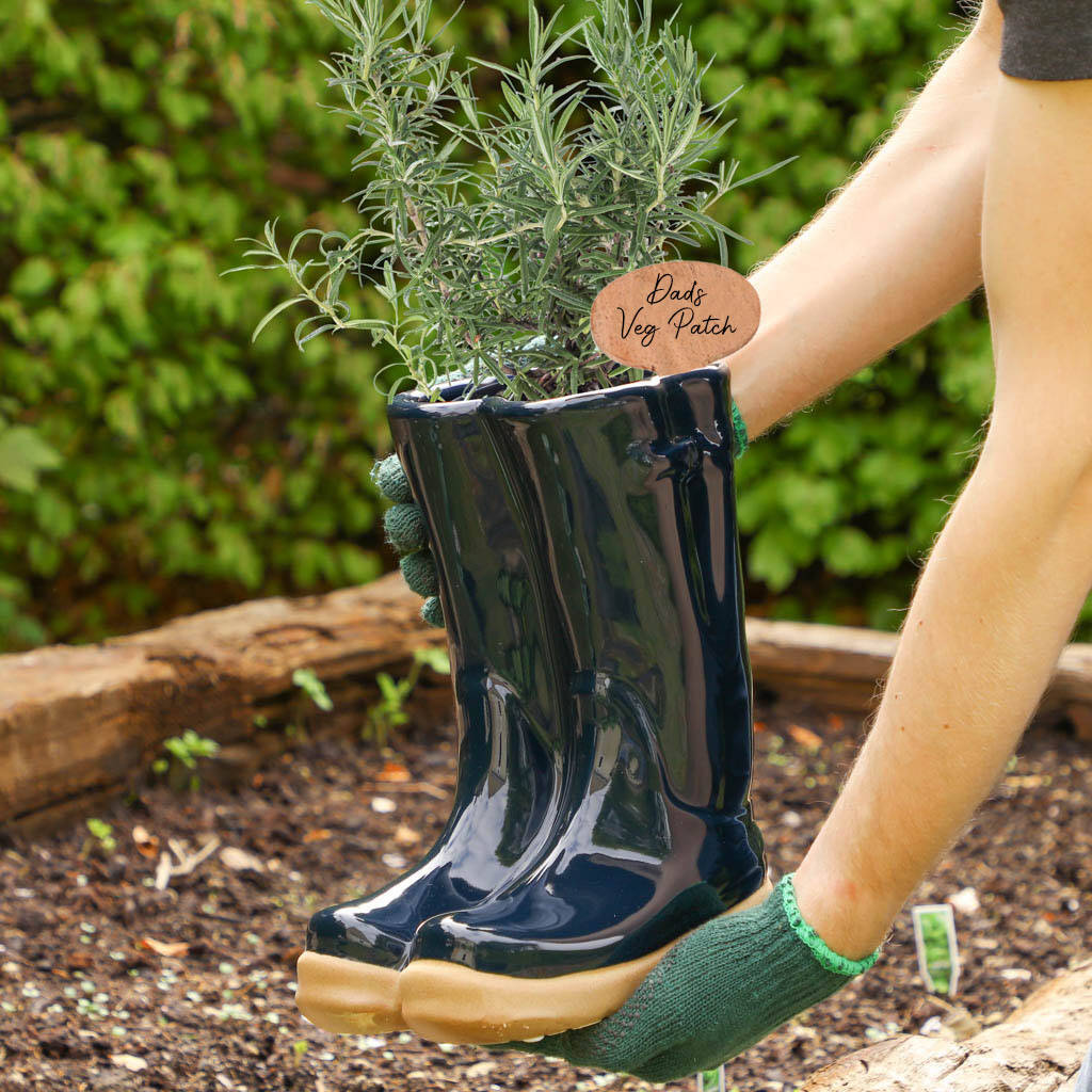 Personalised Blue Welly Boot Planter By Dibor | notonthehighstreet.com