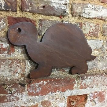 Rusted Metal Turtle Tortoise Garden Sign Ornament By The Rustic ...