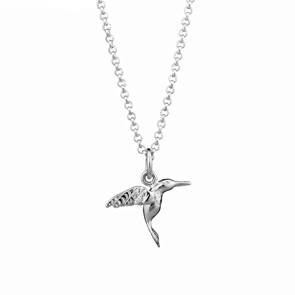 personalised silver hummingbird necklace by lily charmed ...