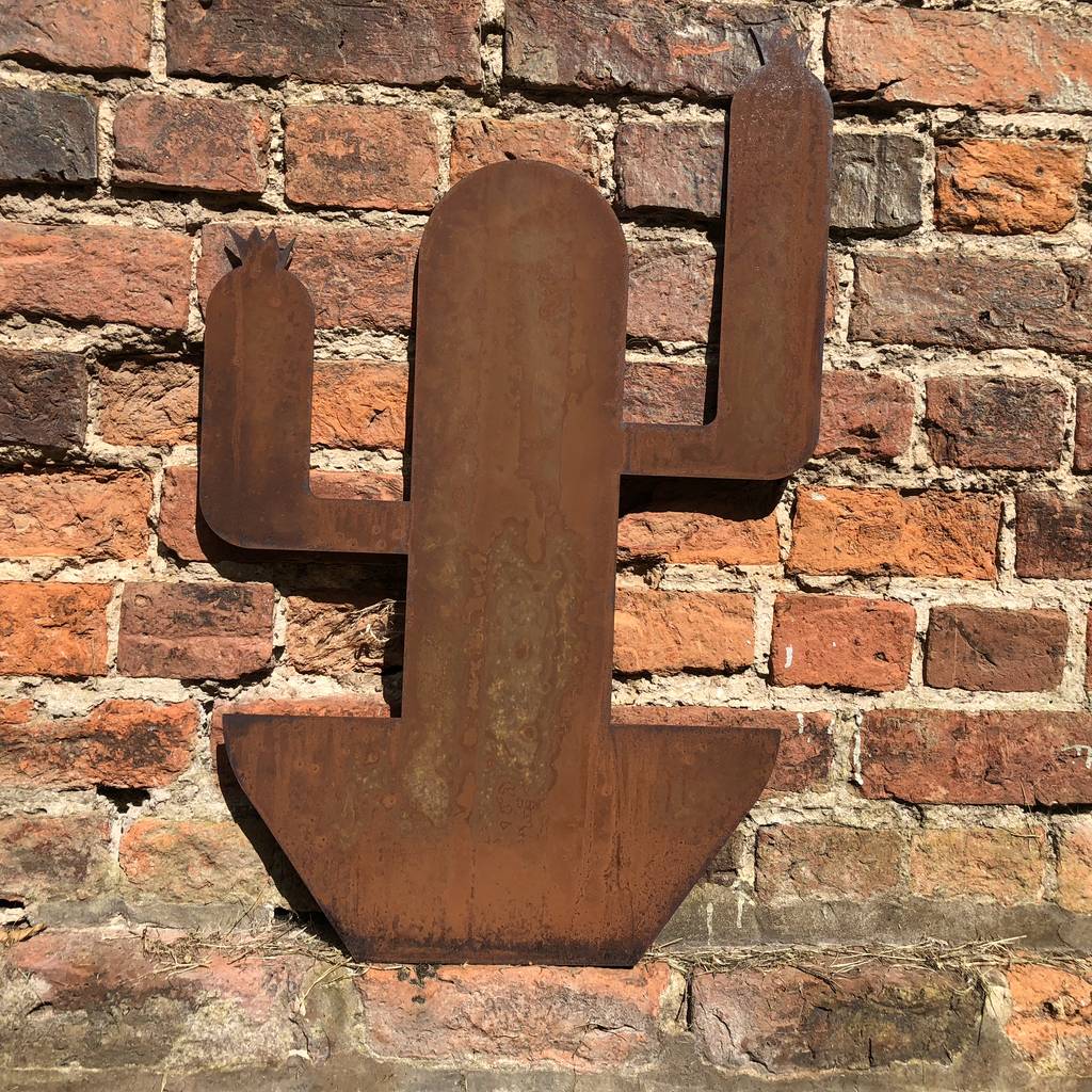 Rusted Cactus Plant Decoration Ornament Sign By The Rustic Warehouse ...