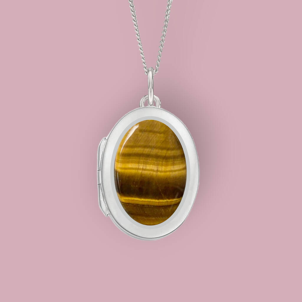 Personalised Tigers Eye Locket In Sterling Silver By Songs of Ink and ...