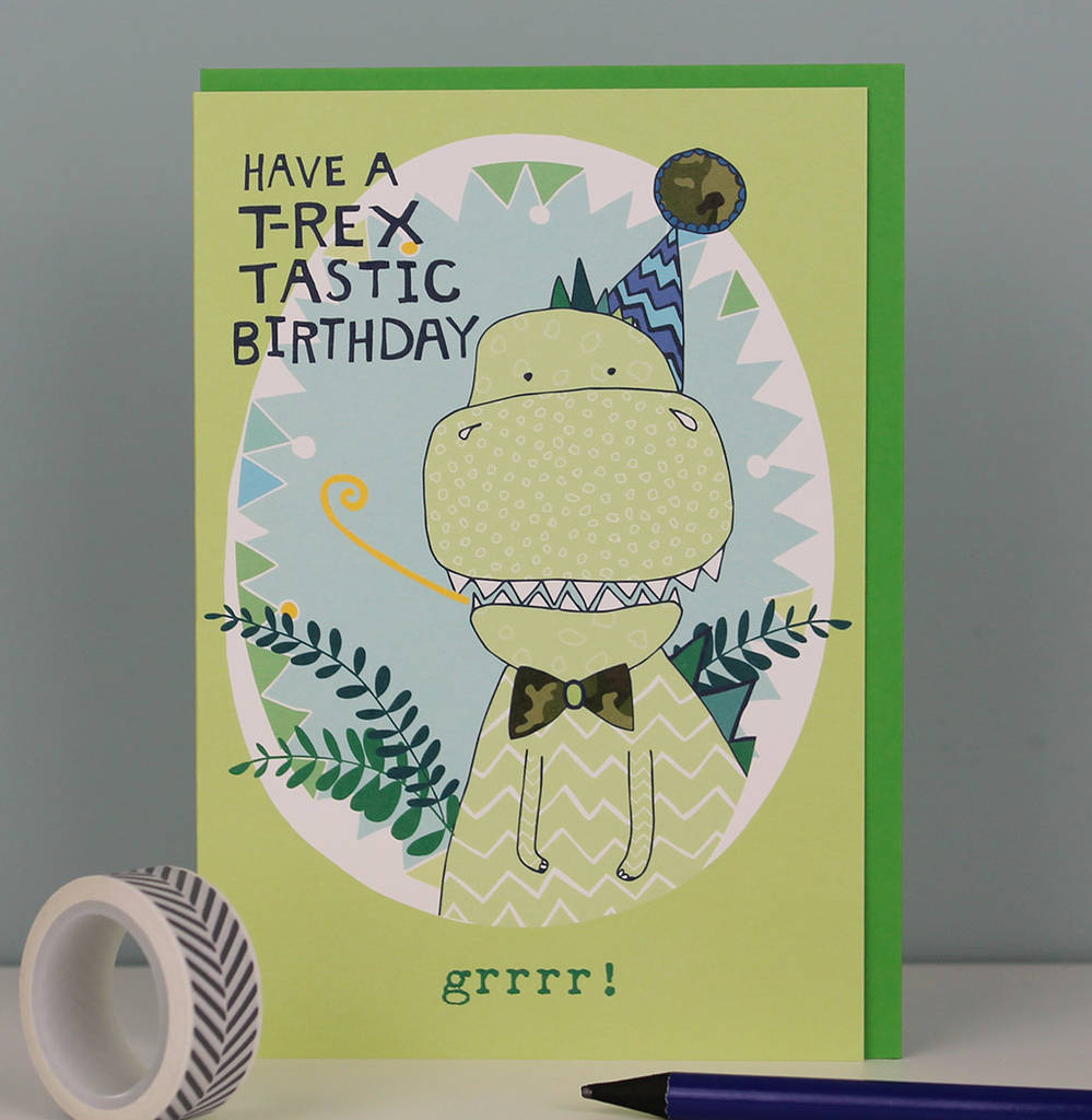Childrens Birthday Card Dinosaur Theme By Molly Mae 
