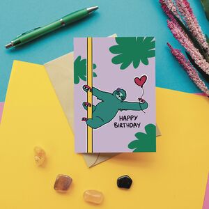 Pole Dance Sloth A6 Birthday Card By Alice Ladkin