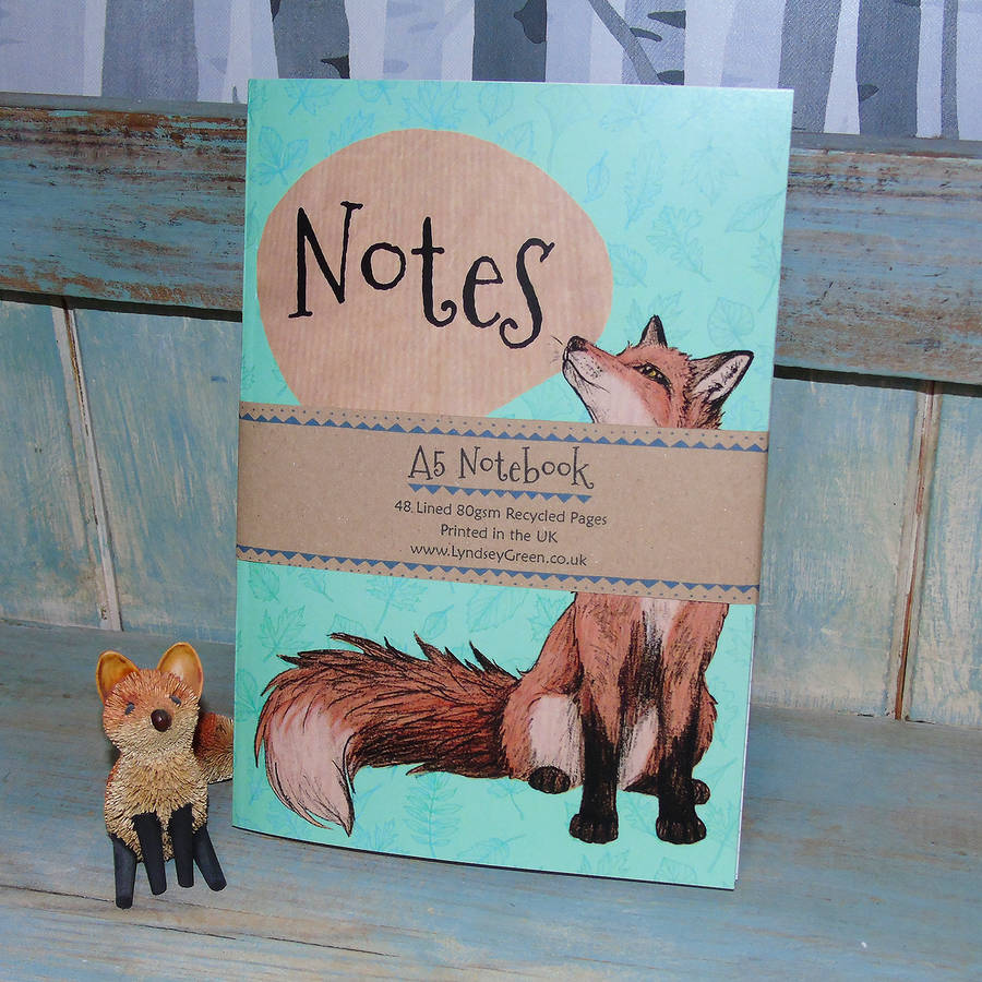 fox illustration notebook with lined pages by lyndsey green ...