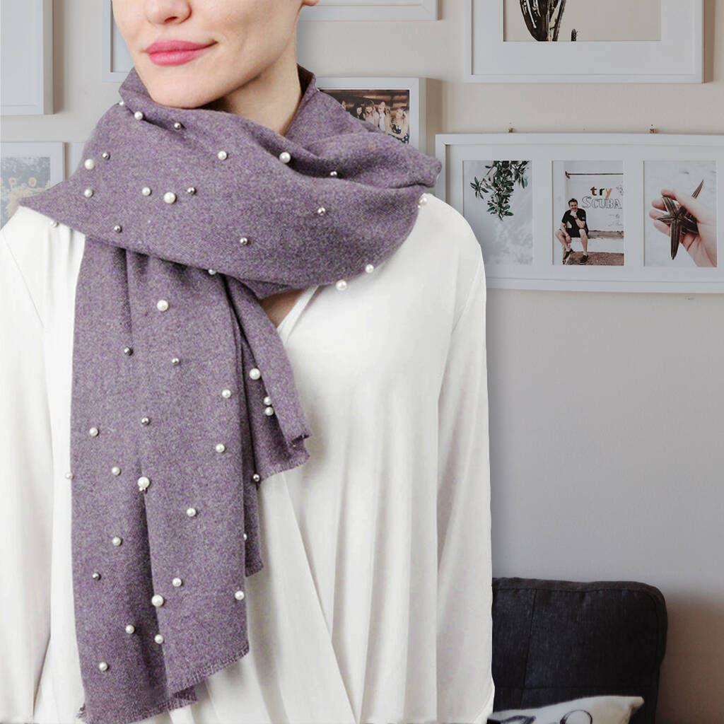 Gun Metal Pearl And Cashmere Shawl By Studio Hop | notonthehighstreet.com