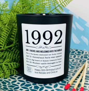 Personalised 30th Timeline Birthday Candle By The Fire Shack ...