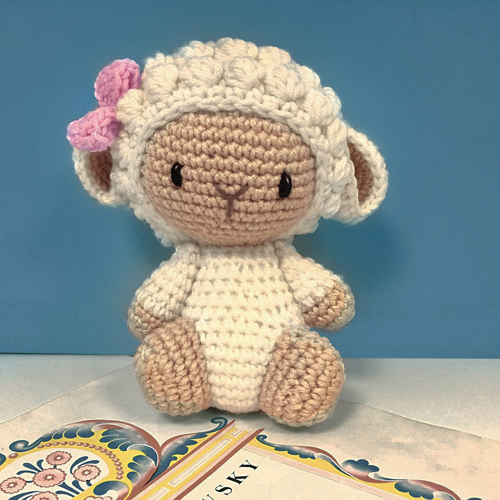 mini barbra lamb knitted teddy personalised by oh my giddy aunt ...