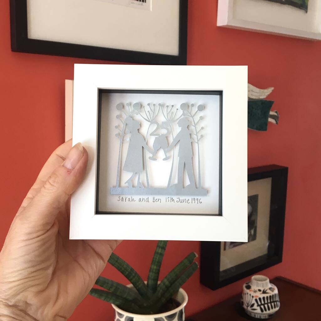 Framed 25th Anniversary Papercut By Caroline Rees