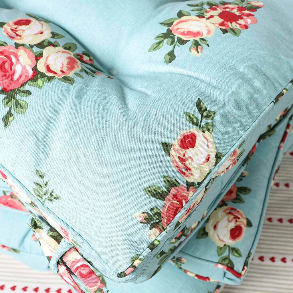 Luxury Blue Country Rose Summer Garden Chair Cushion By Dibor ...