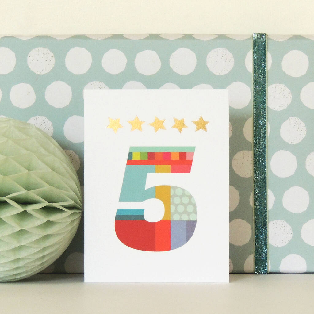 Mini Gold Star Number Five Card By Kali Stileman Publishing ...