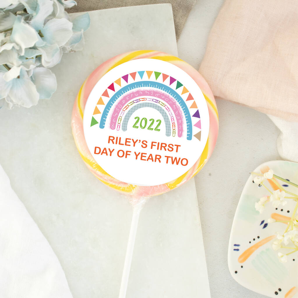 Personalised Rainbow First Day Of Year Giant Lollipop By Suck It And 