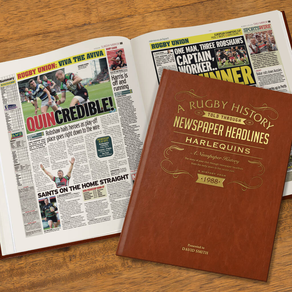 Harlequins Personalised Gift Newspaper Book By Historic Newspapers ...