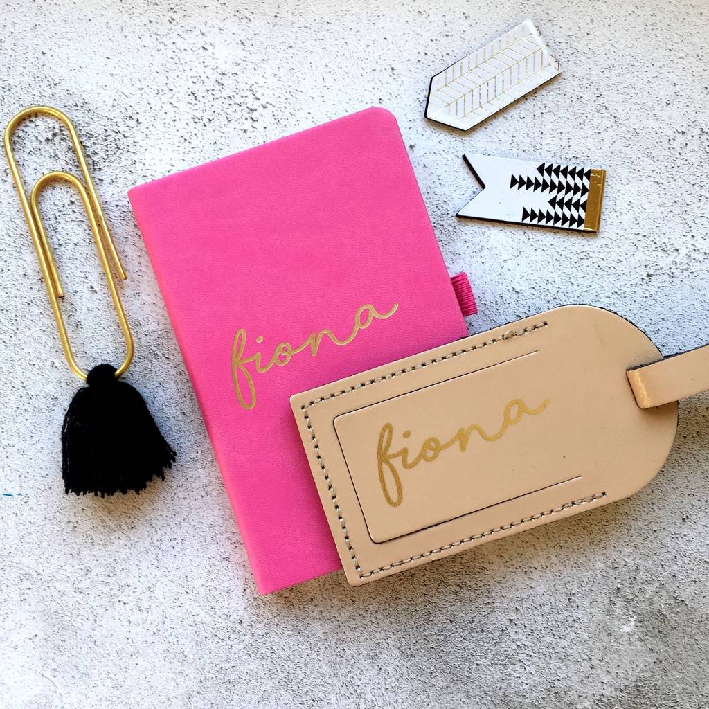 Personalised Notebook And Luggage Tag Set By Pickle Pie Gifts ...