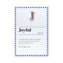 J Is For Joy Pin Badge And Card By Paperself | notonthehighstreet.com