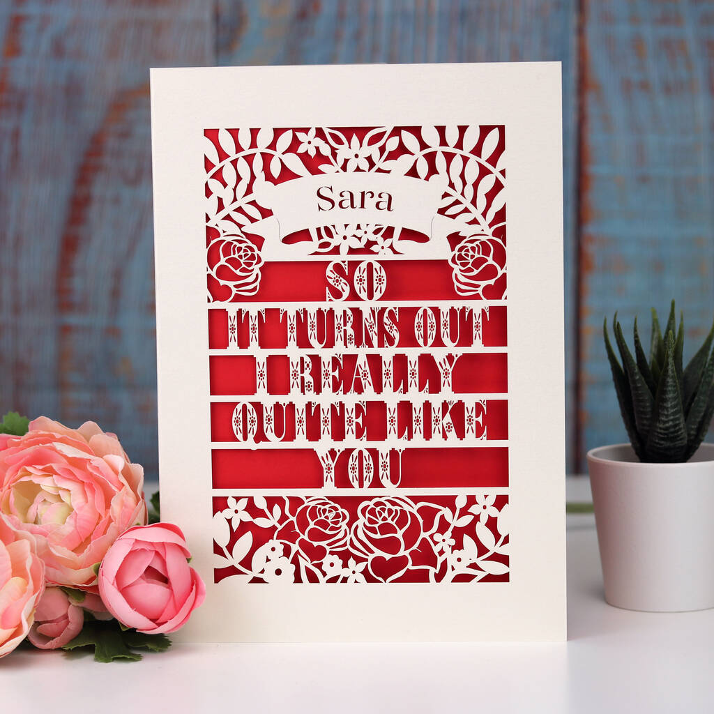 'I Quite Like You' Papercut Valentines Card A5 By Pogofandango ...