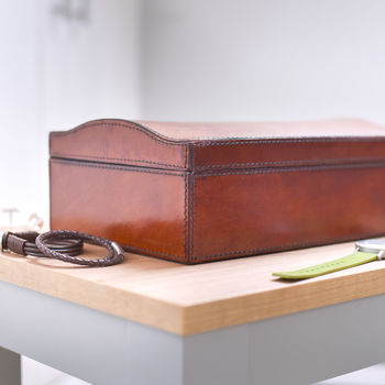 Personalised Leather Jewellery Box With Curved Lid By Ginger Rose ...