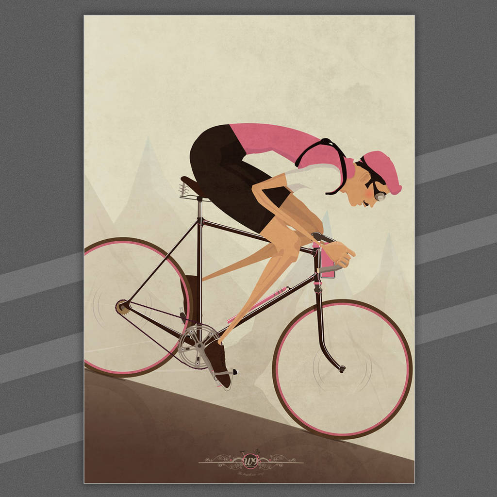 two vintage style cyclist bike poster art print set by wyatt9 ...