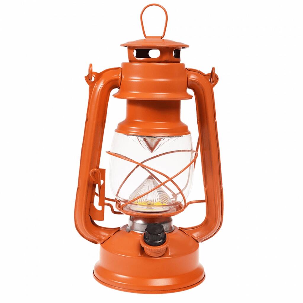 Orange LED Hurricane Lantern By Heliotique