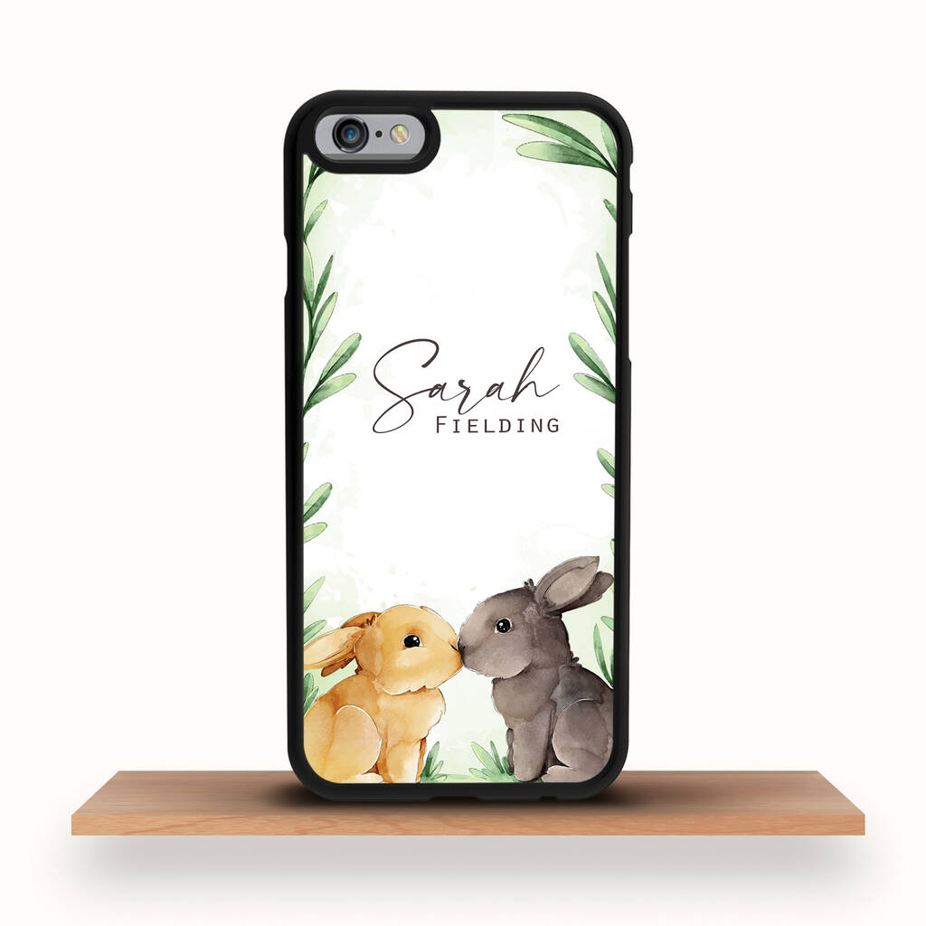 Kissing Rabbits iPhone Case Personalised 12 13 14 15 Se By Crank ...