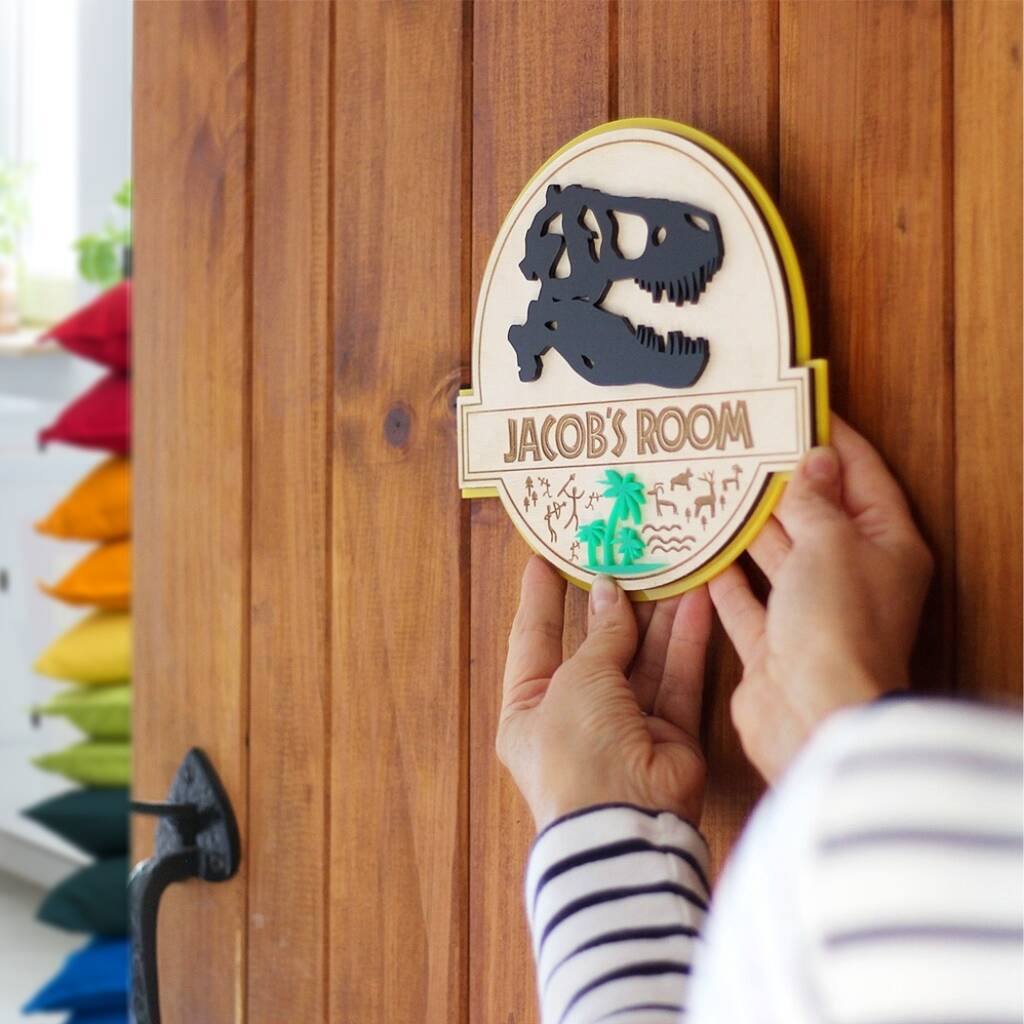 Dinosaur Personalised Bedroom Door Sign By Jack Spratt ...