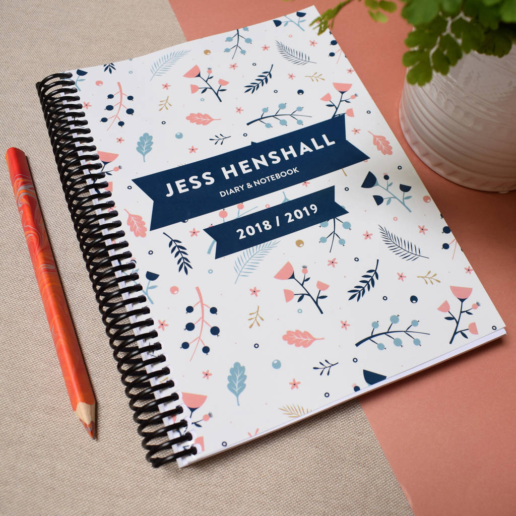 personalised combined coil bound diary and notebook by from you to me ...