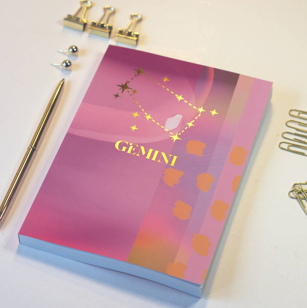 Gemini Zodiac A5 Lined Luxury Notebook By Georgia B Designs ...