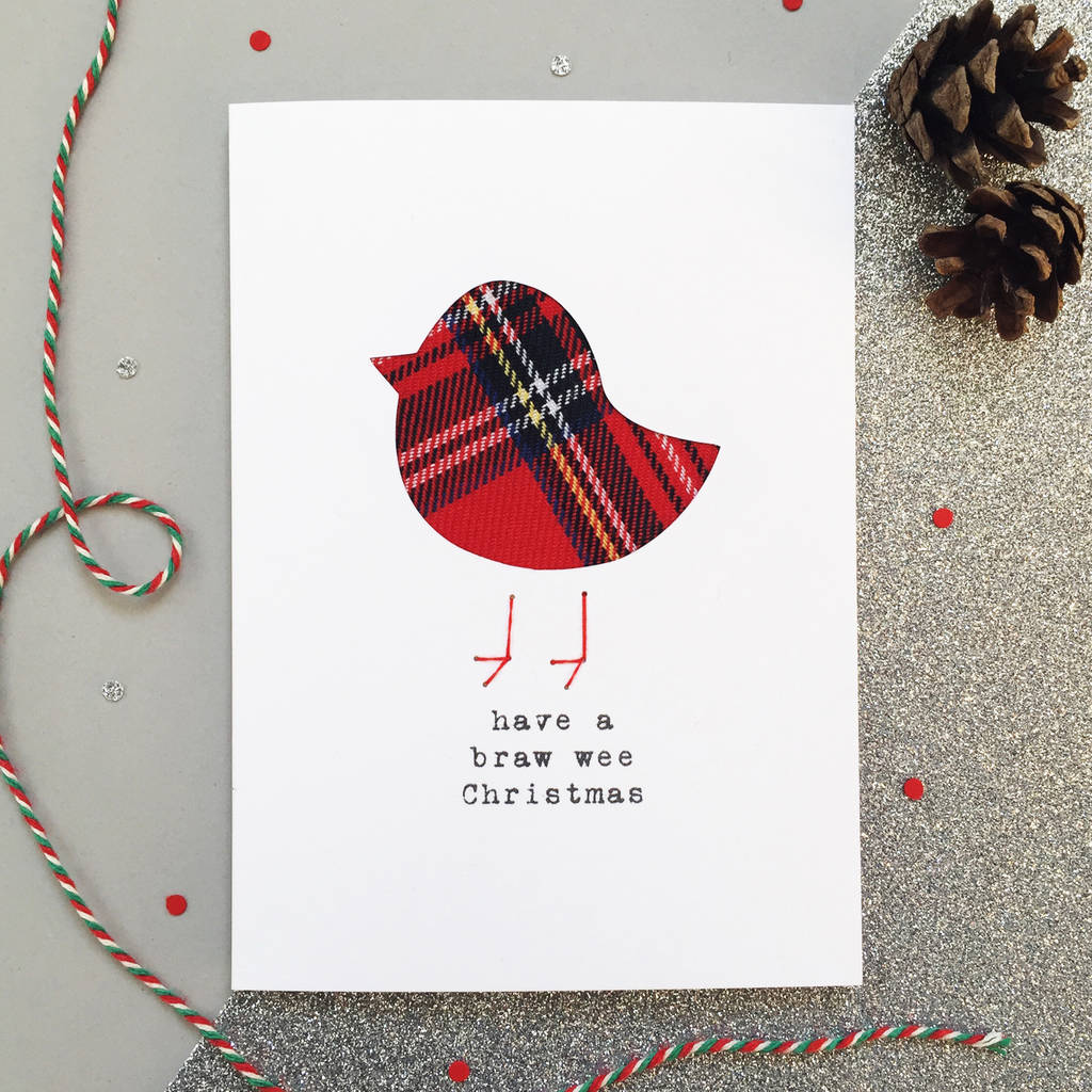 Cute Tartan Robin Scottish Christmas Card By Hiya Pal ...