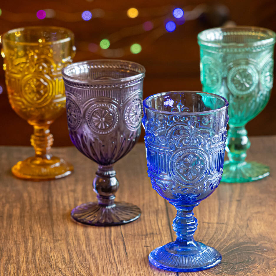 Luxury Embossed Coloured Wine Goblet Collection By Dibor ...