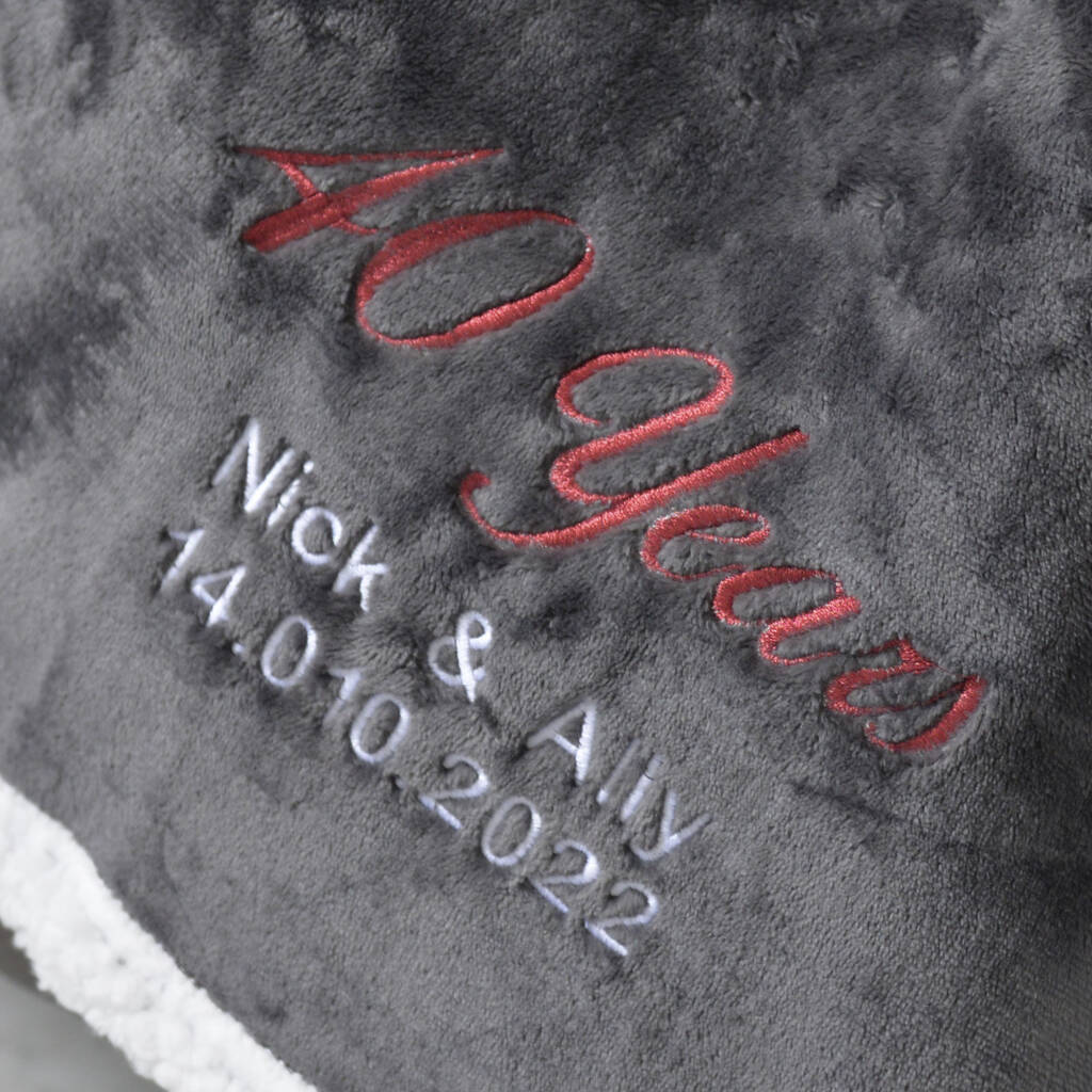 Personalised Ruby Wedding Anniversary Charcoal Blanket By A Type Of ...