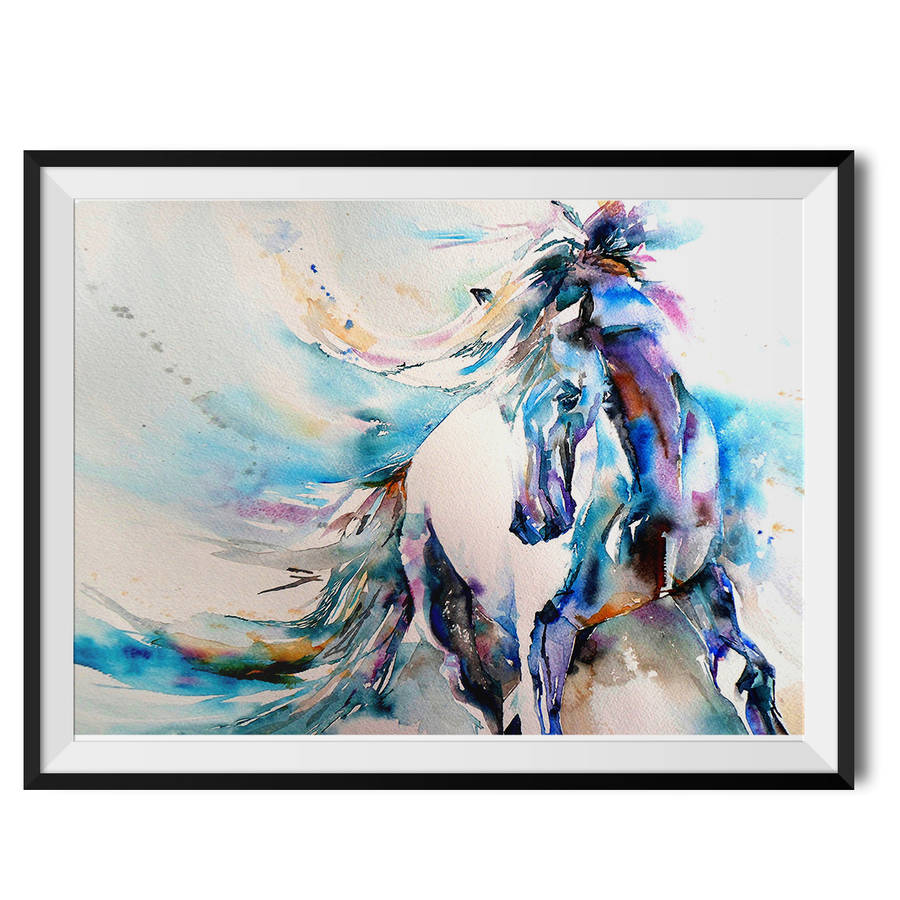 Spanish Horse Watercolour Fine Art Print By Wraptious 