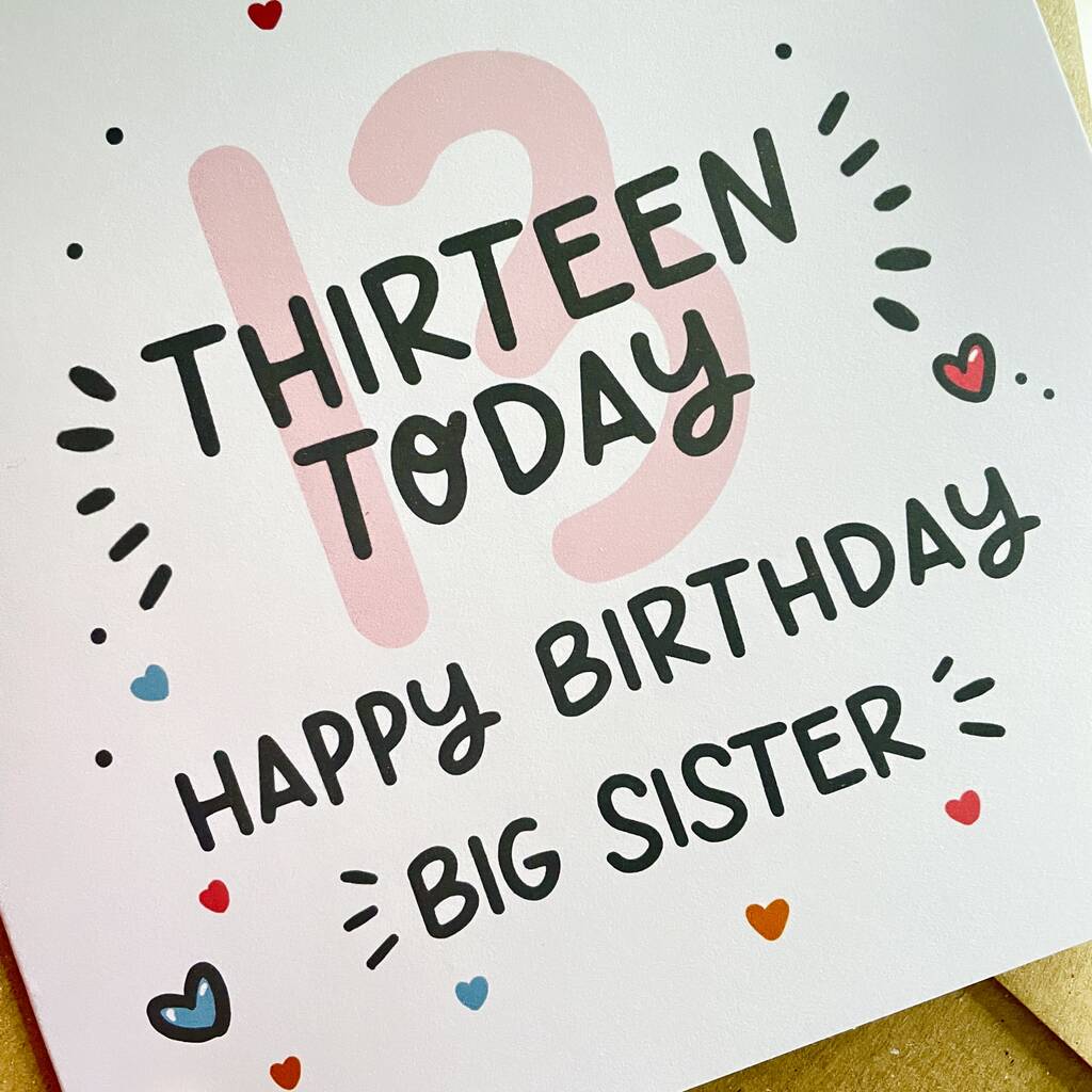 Girls Personalised 13th Birthday Card By Lunella