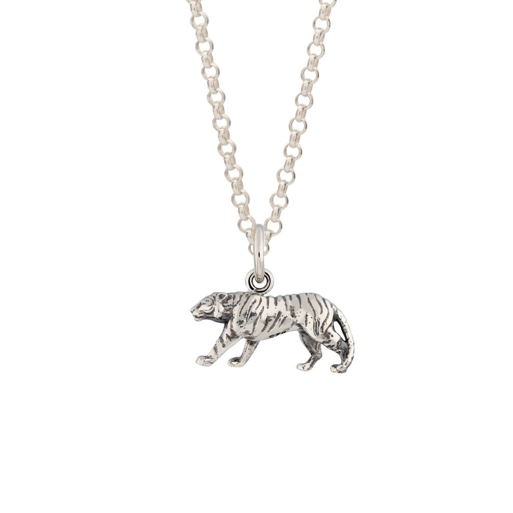 Tiger Charm Necklace, Sterling Silver Or Gold Plated By Lily Charmed