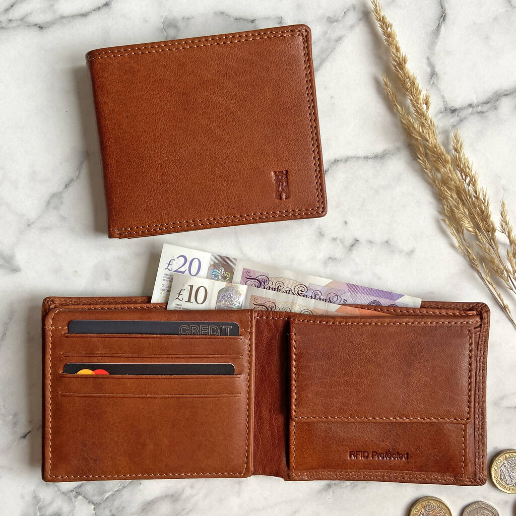 Rich Tan Leather Wallet With Rfid Protection By Holly Rose
