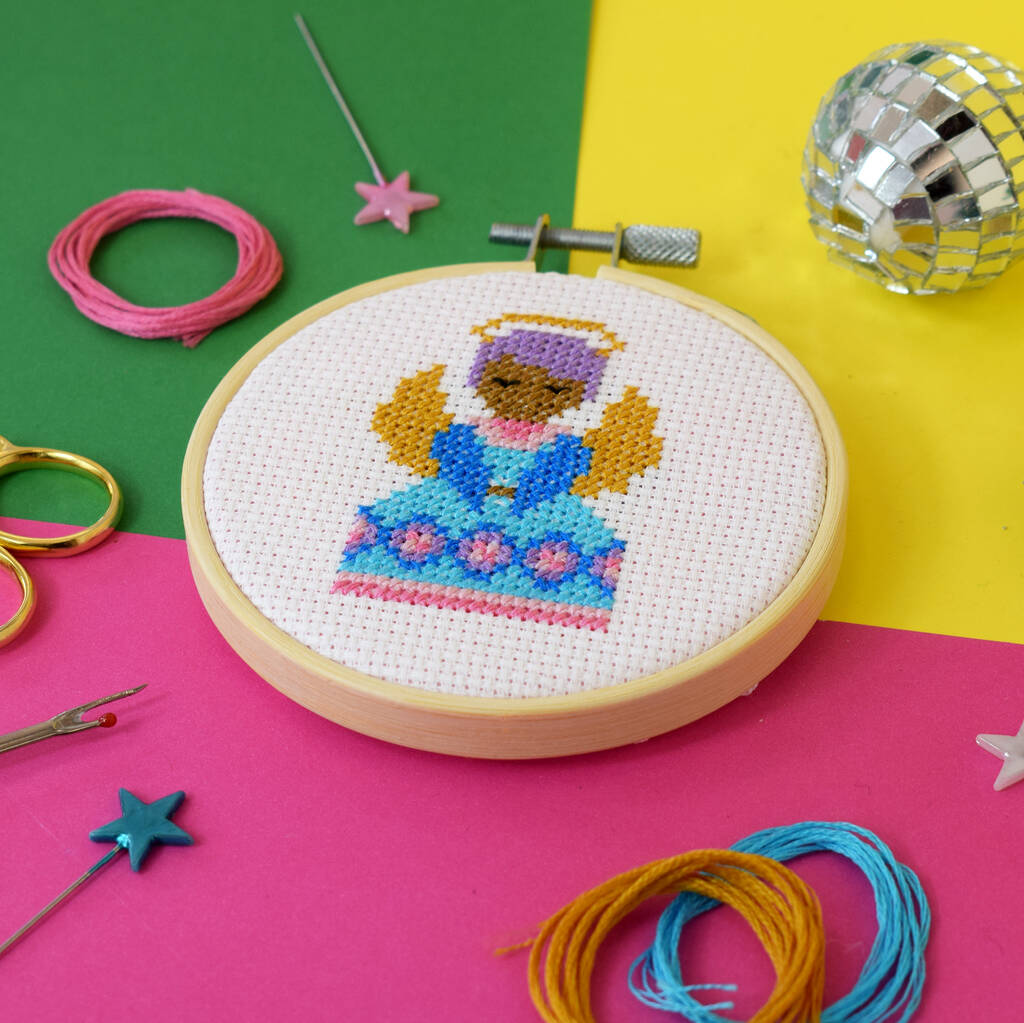 'Festive Angel' Cross Stitch Craft Kit By The Make Arcade