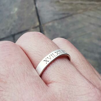 Roman Numerals Silver Band Ring By Scarlett Off The Map Jewellery ...