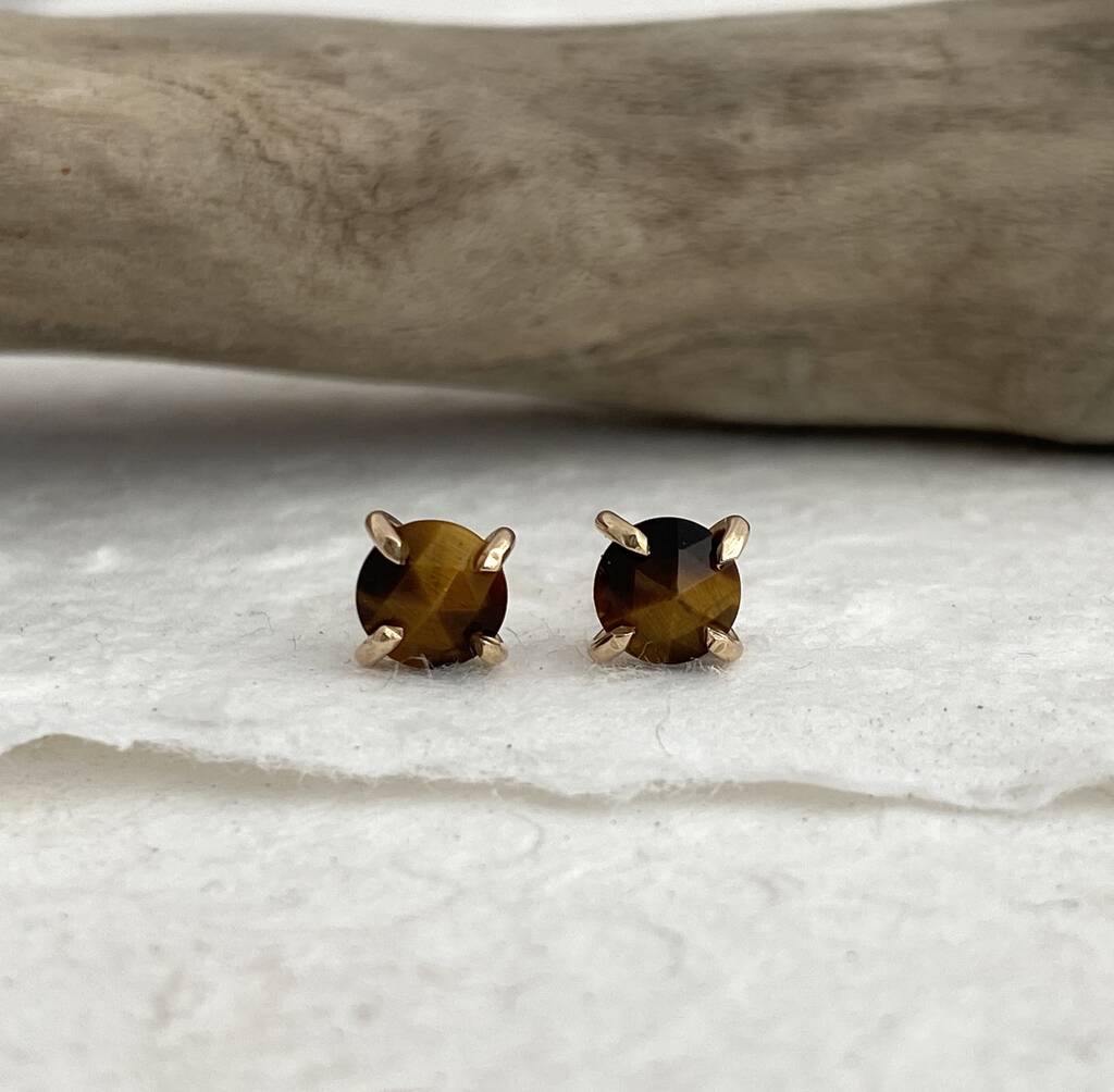 Tigers Eye Stud Earrings By Sarah Hickey | notonthehighstreet.com