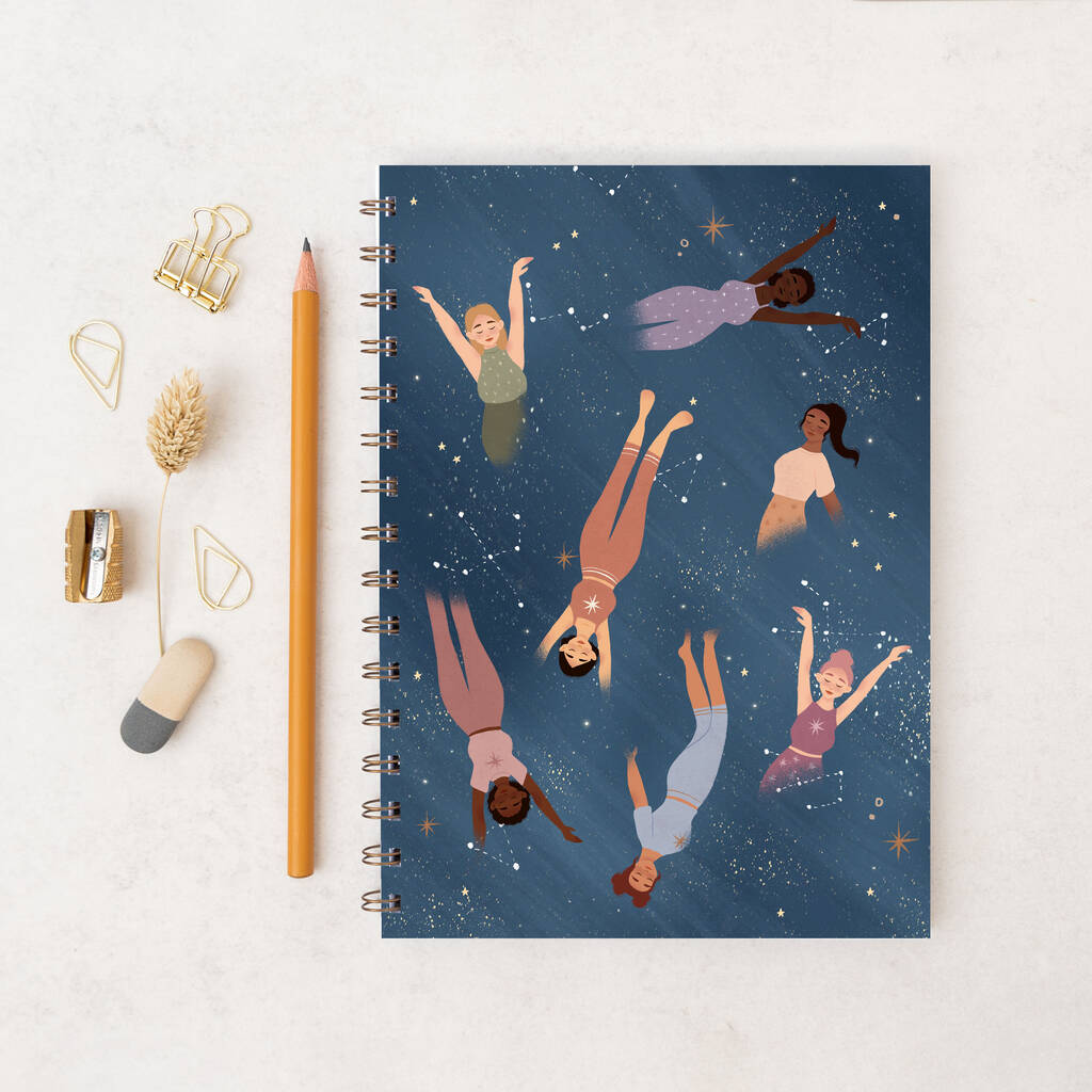 Sky Swimming Celestial Stars A5 Notebook By Flourish Paperworks