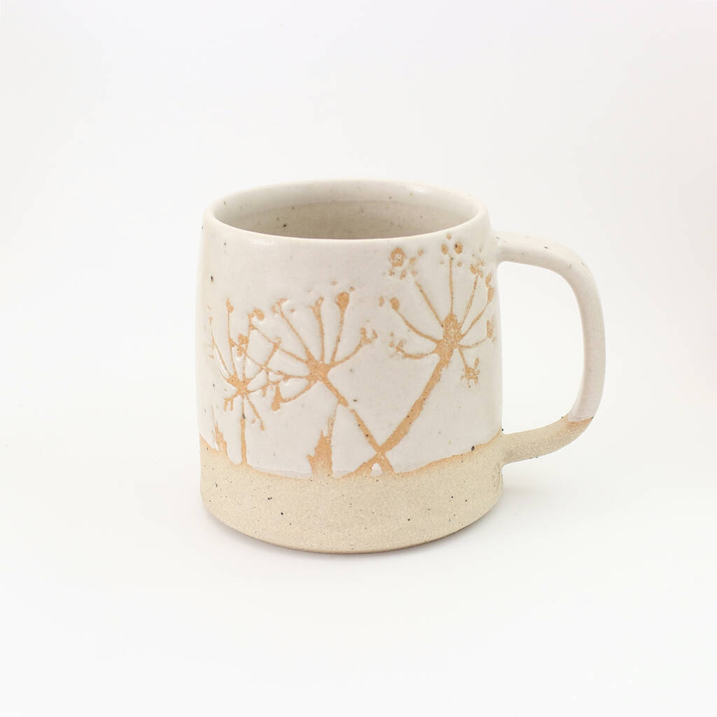 Handmade Cow Parsley Mug Off White By Dartmoor Ceramics
