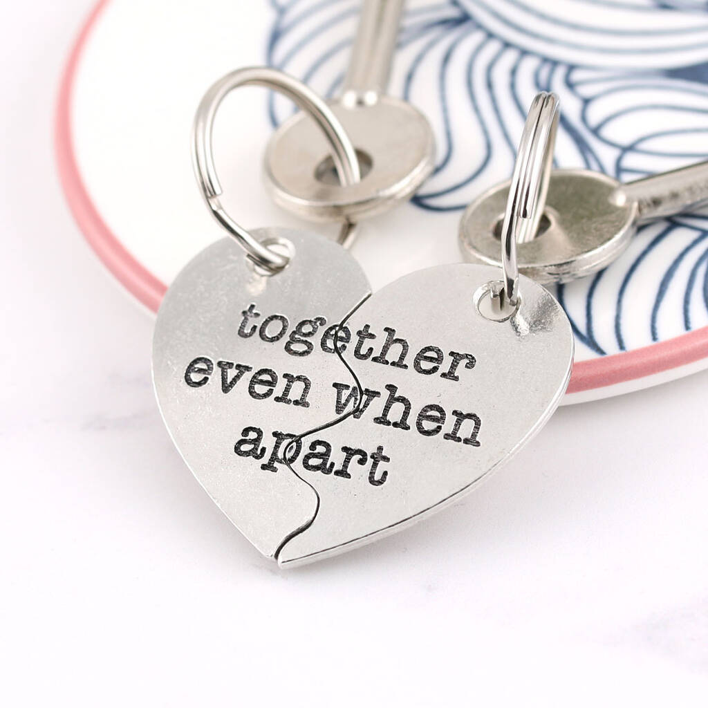 togetherness split heart pewter keyring for couples by multiply design ...