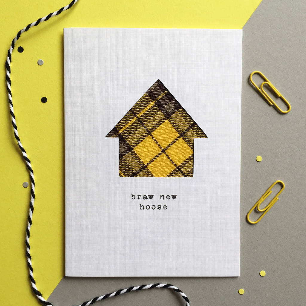 'Braw New Hoose' Scottish New Home Card Real Tartan By Hiya Pal ...
